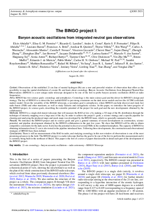 (PDF) The BINGO project