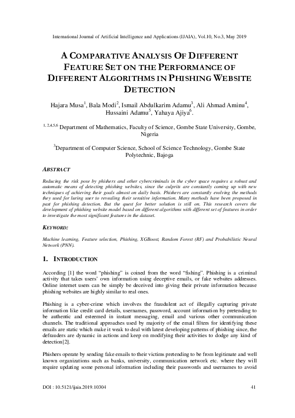 (PDF) A Comparative Analysis of Different Feature Set on the Performance of Different Algorithms ...