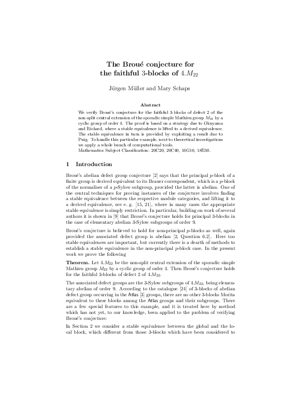 (PDF) The Broué conjecture for the faithful 3-blocks of