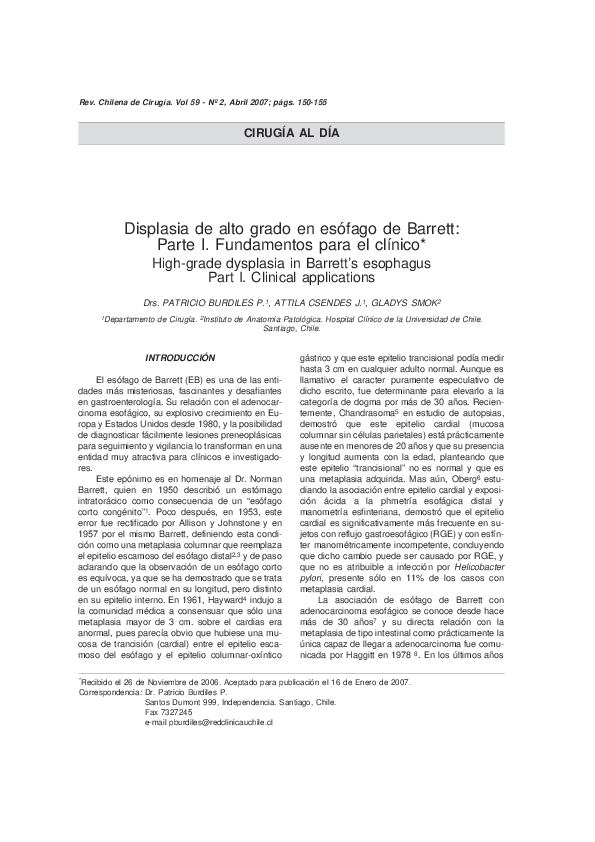 (PDF) Displasia de alto grado en esófago de Barrett: Parte I ...