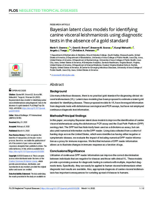 (PDF) Bayesian Models for Canine Leishmaniasis Diagnosis