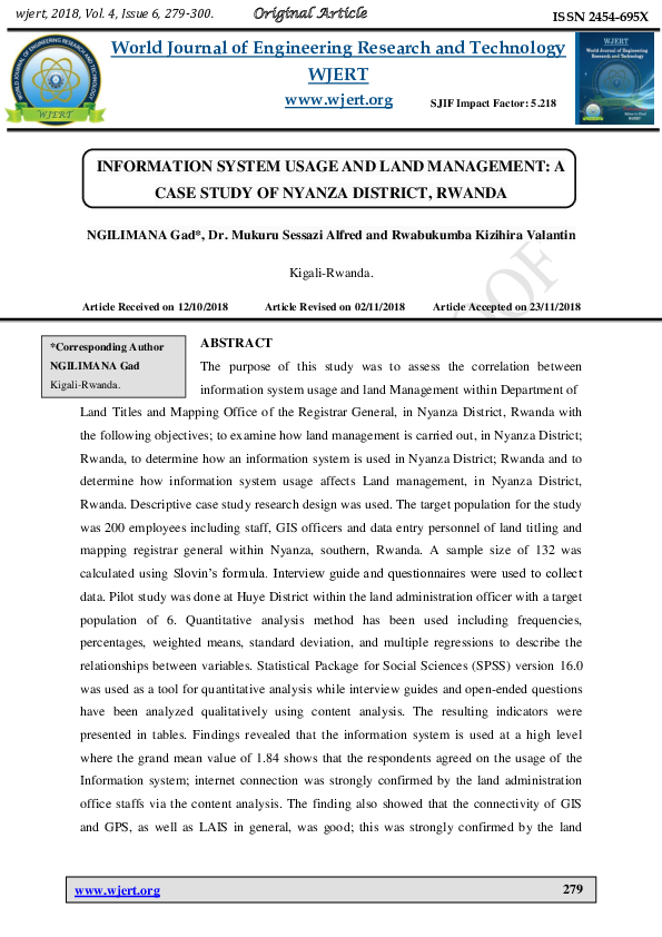 (PDF) INFORMATION SYSTEM USAGE AND LAND MANAGEMENT: A CASE STUDY OF ...