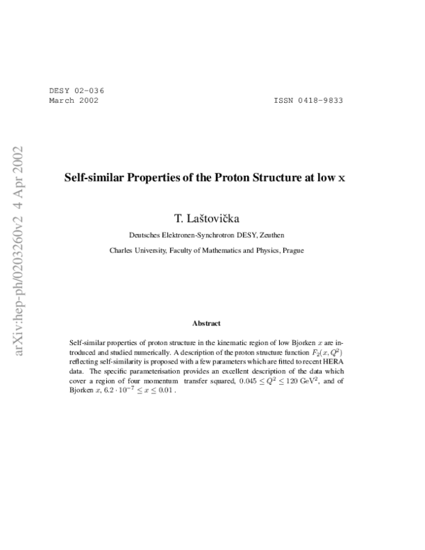 (PDF) Self-similar properties of the proton structure at low x