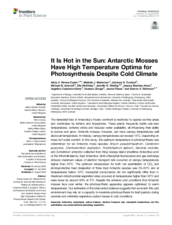 (PDF) It Is Hot in the Sun: Antarctic Mosses Have High Temperature ...