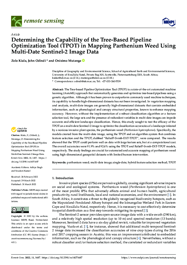 Pdf Determining The Capability Of The Tree Based Pipeline Optimization Tool Tpot In Mapping