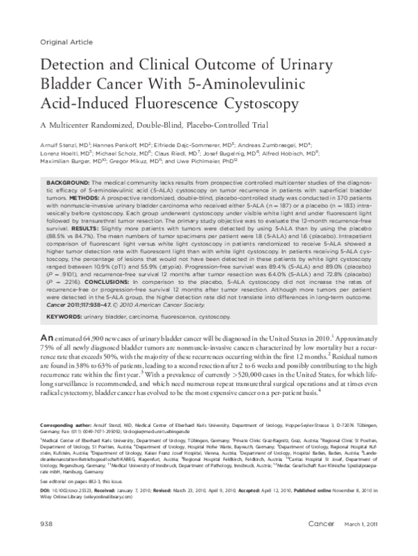 (PDF) Detection and clinical outcome of urinary bladder cancer with 5 ...
