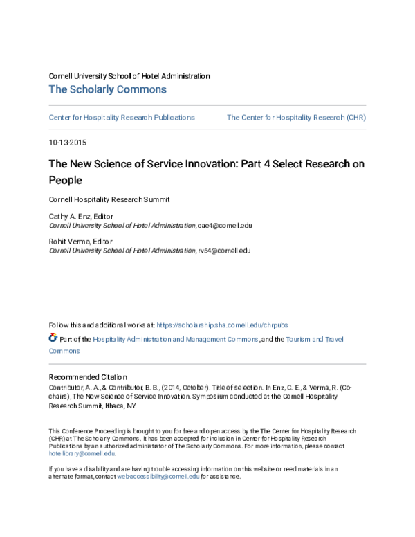 (PDF) The New Science of Service Innovation: Part 4 Select Research on ...