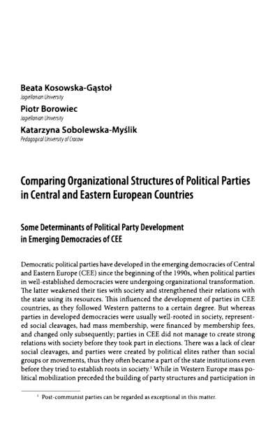 (PDF) Comparing organizational structures of political parties in ...