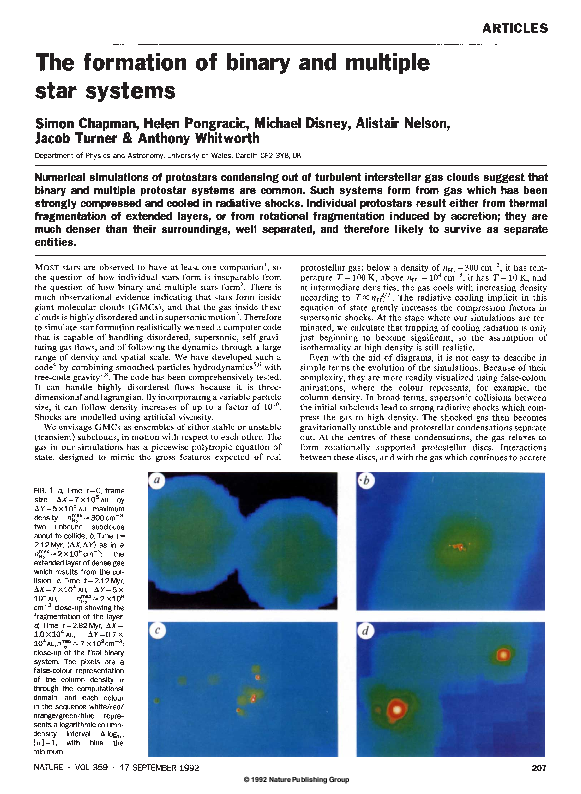 (PDF) The formation of binary and multiple star systems