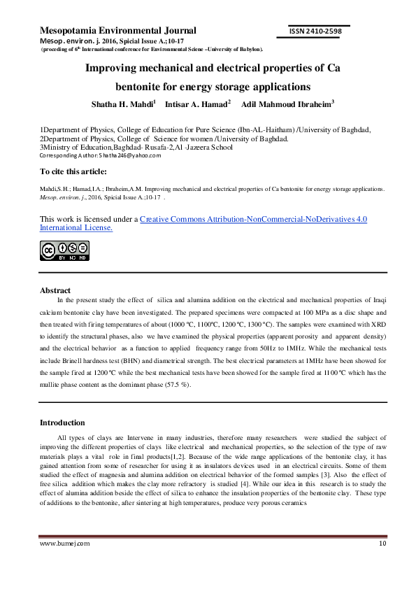 (PDF) Mesopotamia Environmental Journal Improving mechanical and ... (PDF) Mesopotamia Environmental Journal Improving mechanical and ...