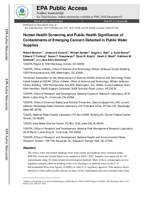(PDF) Human health screening and public health significance of ...