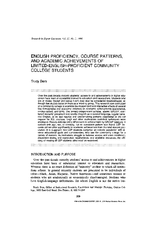 (PDF) English proficiency, course patterns, and academic achievements ...