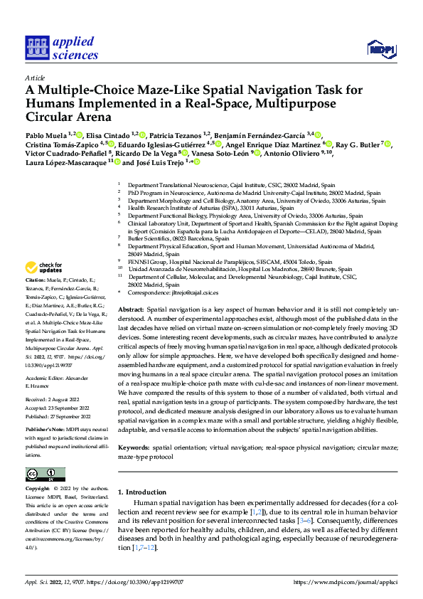 (PDF) A Multiple-Choice Maze-like Spatial Navigation Task for Humans ...