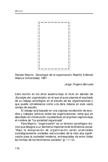 (PDF) Renate Mayntz, Sociología de la organización