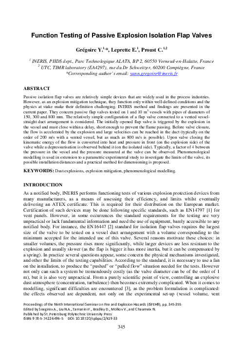 (PDF) Function Testing of Passive Explosion Isolation Flap Valves
