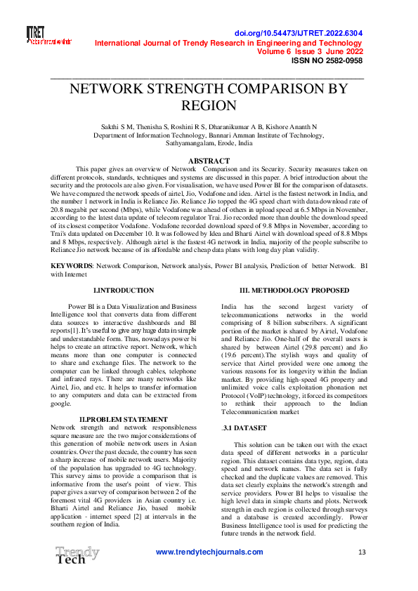 (PDF) NETWORK STRENGTH COMPARISON BY REGION