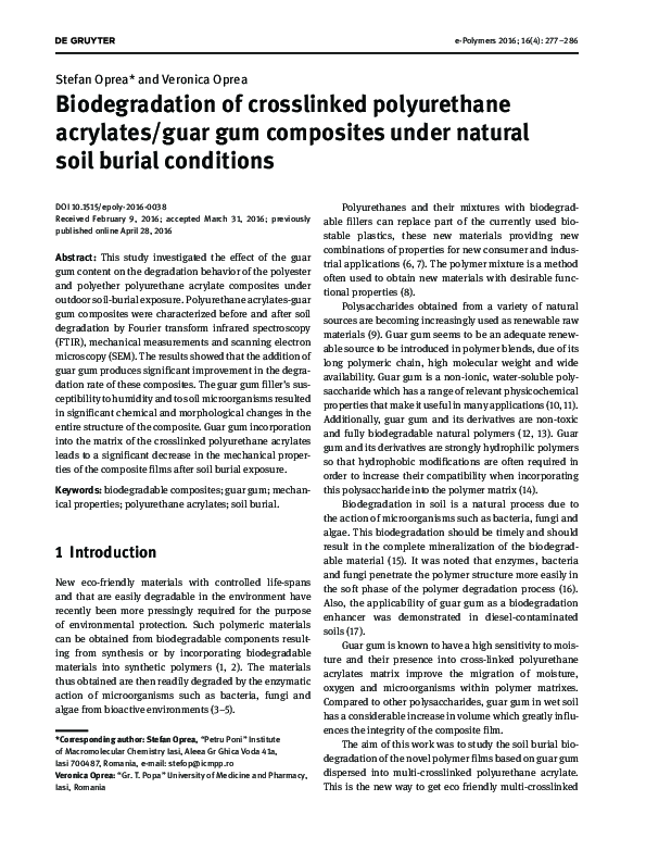 (PDF) Biodegradation of crosslinked polyurethane acrylates/guar gum ...