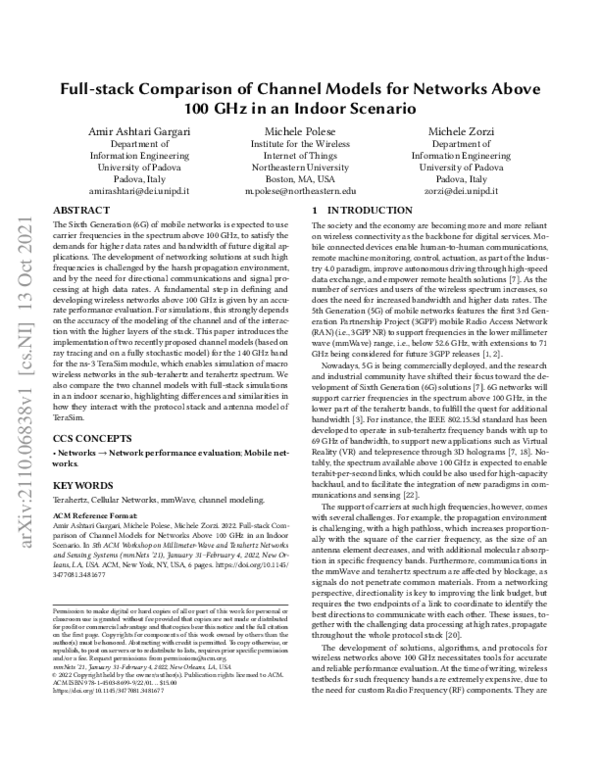 (PDF) Full-stack comparison of channel models for networks above 100 ...