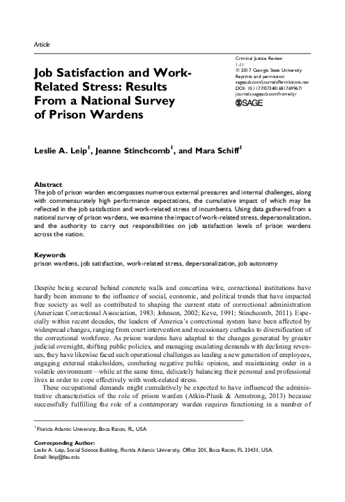 (PDF) Job Satisfaction and Work-Related Stress