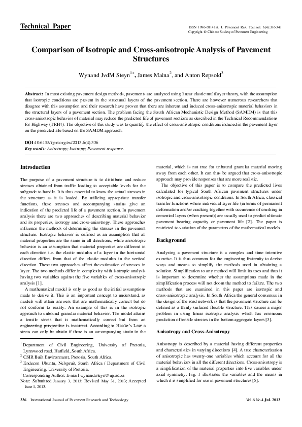 (PDF) Comparison of isotropic and cross-anisotropic analysis of pavement structures