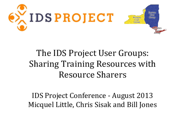 (PDF) The IDS Project User Groups: Sharing Training Resources with ...