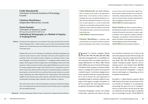 (PDF) Institutional Ethnography as a Method of Inquiry: A Scoping Review