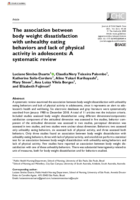 (PDF) The association between body weight dissatisfaction with ...