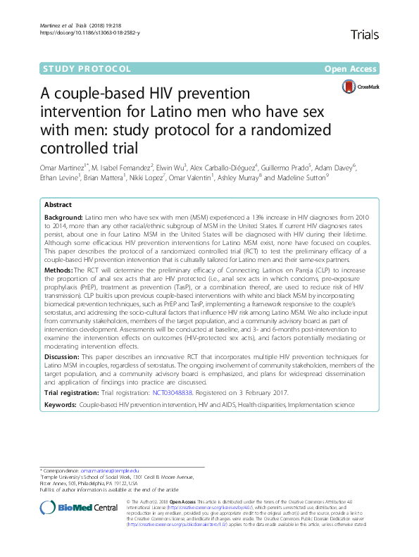 Pdf A Couple Based Hiv Prevention Intervention For Latino Men Who