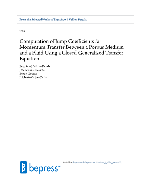 (PDF) Computation of Jump Coefficients for Momentum Transfer Between a ...