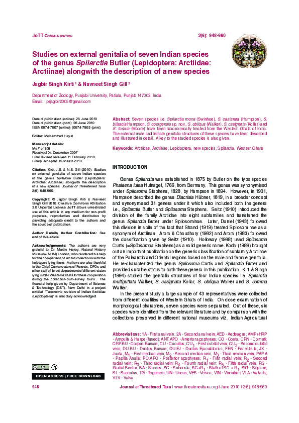 (PDF) Studies on external genitalia of seven Indian species of the ...