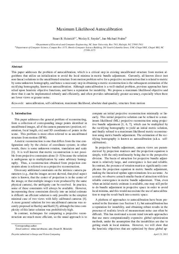 (PDF) Maximum likelihood autocalibration