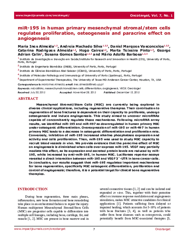 (PDF) miR-195 in human primary mesenchymal stromal/stem cells regulates ...