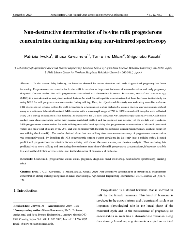 (PDF) Non-destructive Determination of Bovine Milk Progesterone ...