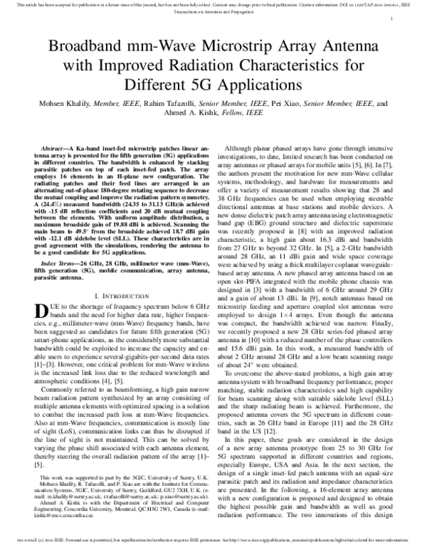 (PDF) Broadband mm-Wave Microstrip Array Antenna With Improved ...