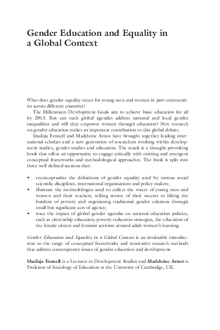(PDF) Gender Education and Equality in a Global Context: Conceptual ...