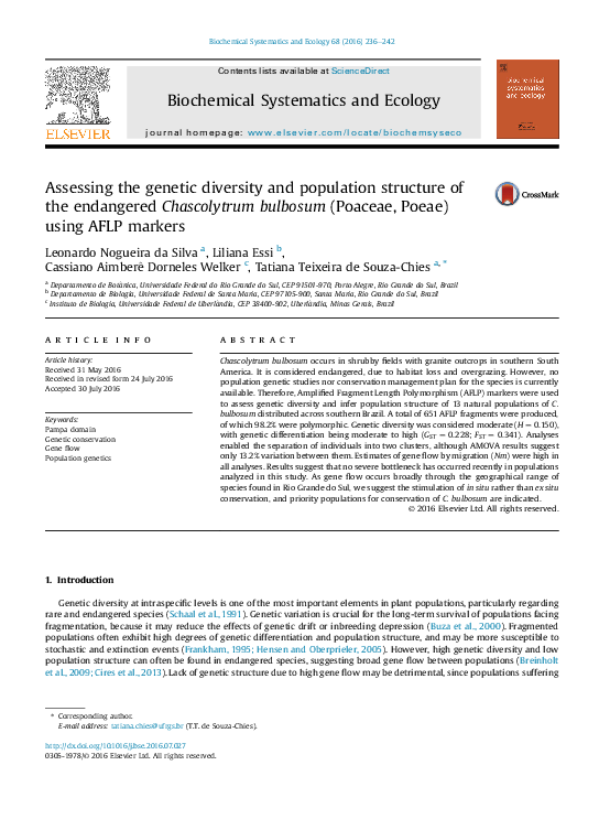 (PDF) Assessing Genetic Diversity and Population Structure of Thyme ...