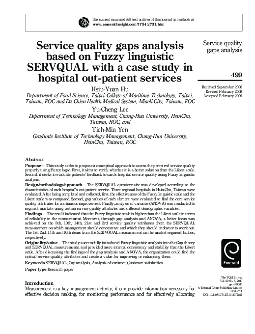 (PDF) Service quality gaps analysis based on Fuzzy linguistic SERVQUAL with a case study in ...