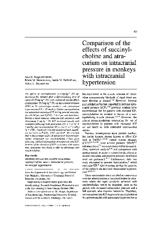 (PDF) Comparison of the effects of succinylcholine and atracurium on ...