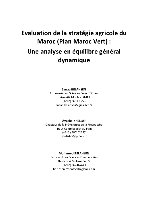 (PDF) Evaluation de la Stratégie Agricole du Maroc ( Plan Maroc Vert ...