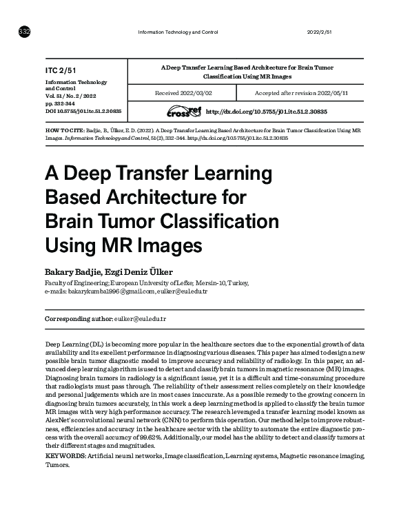 (PDF) A Deep Transfer Learning Based Architecture for Brain Tumor ...
