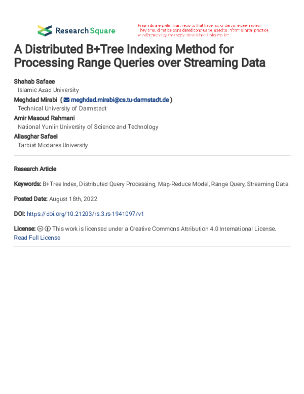 Pdf A Distributed Btree Indexing Method For Processing Range Queries