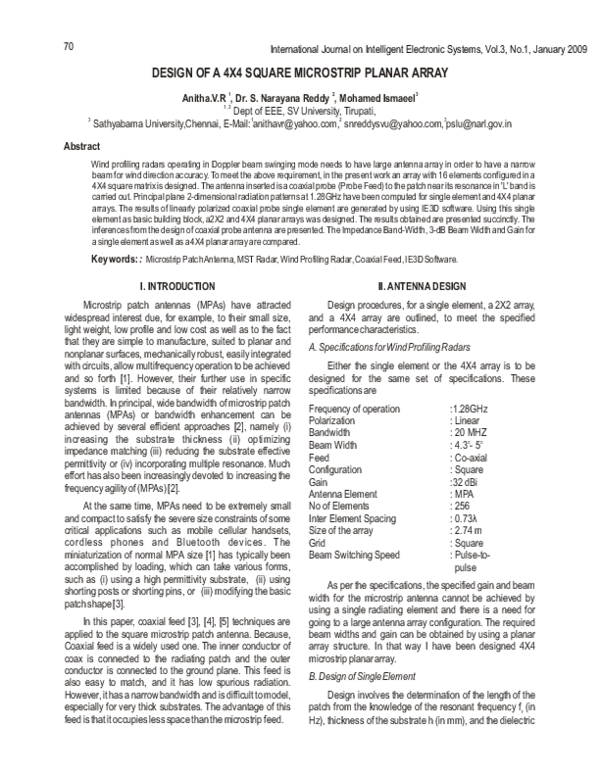 (PDF) Design of a 4X4 Square Microstrip Planar Array