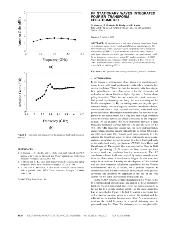 (PDF) RF stationary waves integrated Fourier transform spectrometer ...
