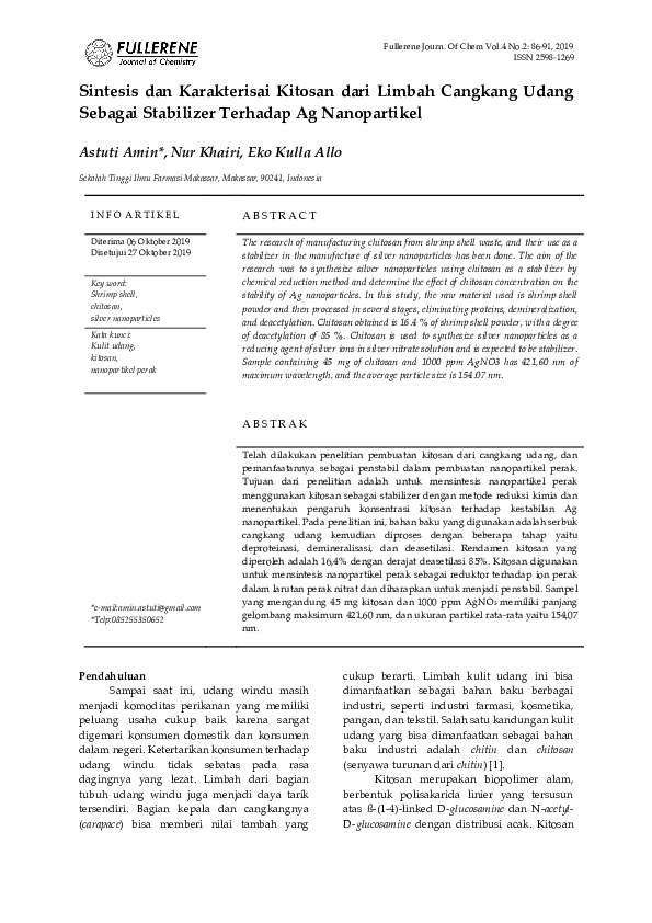 (PDF) Sintesis dan karakterisai kitosan dari limbah cangkang udang ...