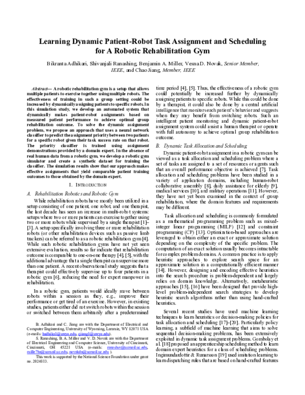 (PDF) Learning Dynamic Patient-Robot Task Assignment and Scheduling for ...