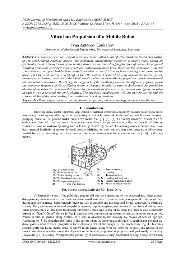 (PDF) Vibration Propulsion of a Mobile Robot