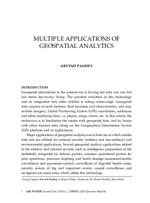 (PDF) MULTipLE AppLiCATiONs OF gEOspATiAL ANALYTiCs