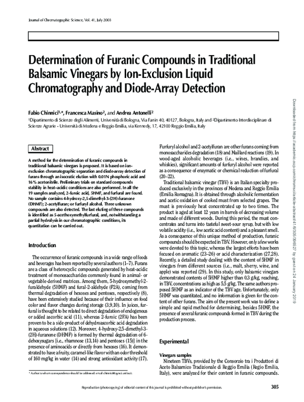 (PDF) Determination of Furanic Compounds in Traditional Balsamic ...