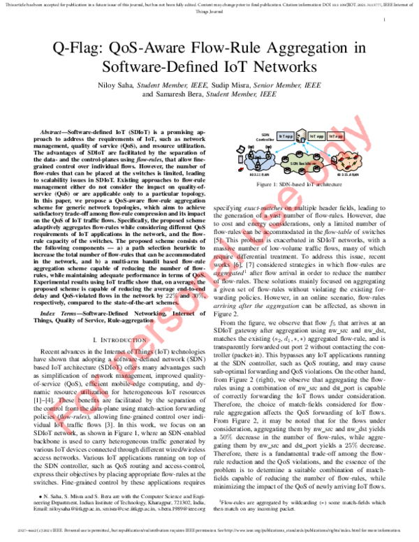 Pdf Q Flag Qos Aware Flow Rule Aggregation In Software Defined Iot Networks Niloy Saha