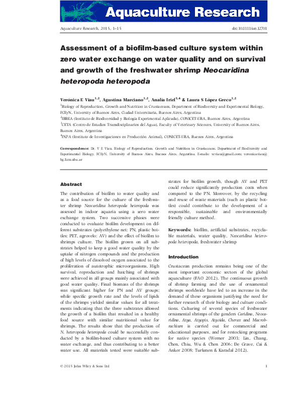(PDF) Assessment of a biofilm-based culture system within zero water ...